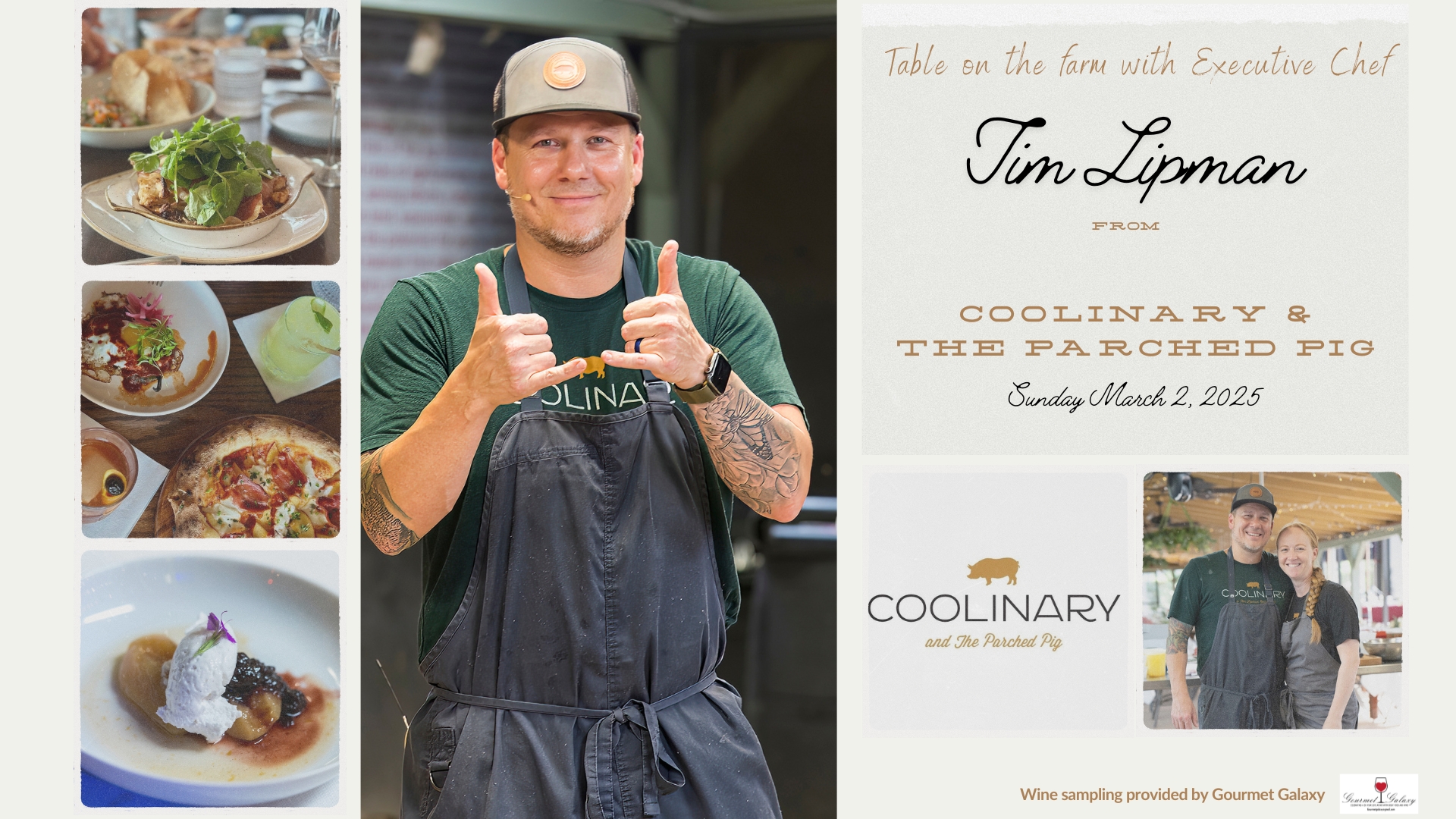 Dinner by Executive Chef Tim Lipman from Coolinary and The Parched Pig ...