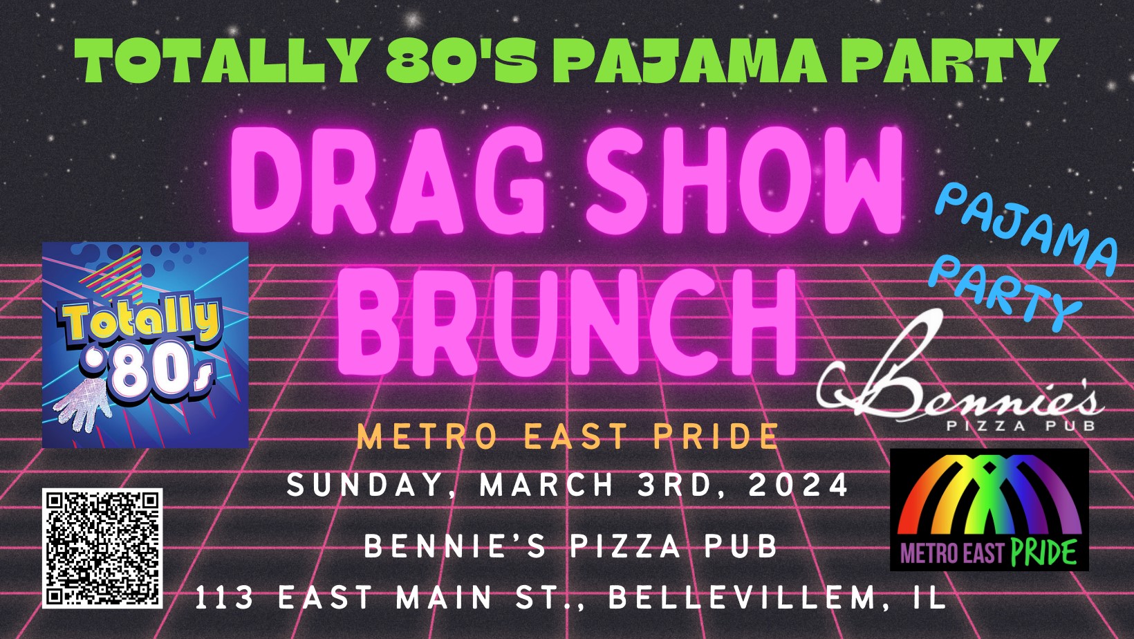 Ticket - Totally 80’s Pajama Party!! MEPSI Brunch Drag Show @ Bennie's ...
