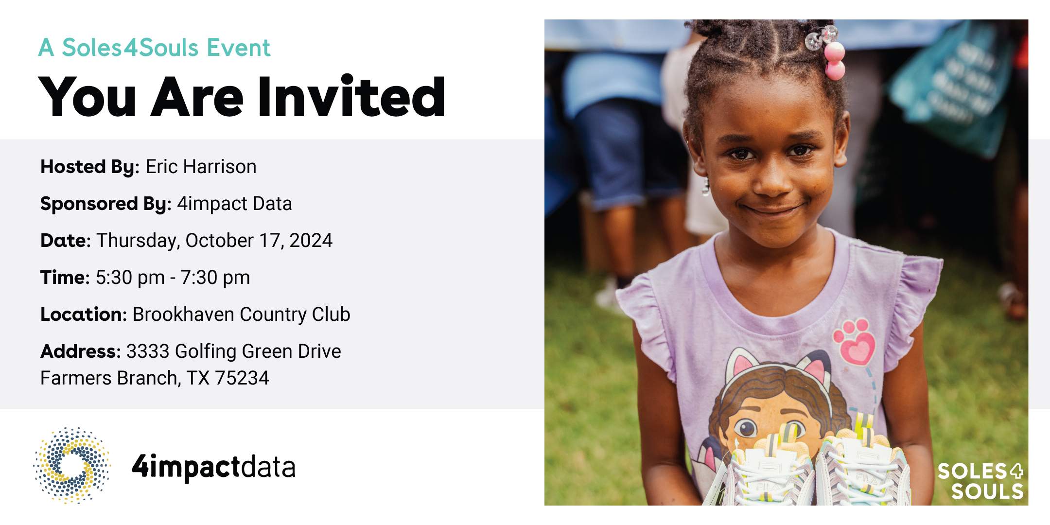 Soles4Souls 4EveryKid Dallas Event - Sponsored by 4impact Data - Eventeny