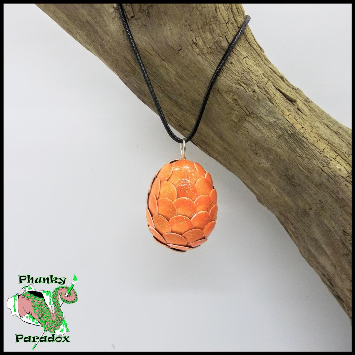 Tangerine and Gold Dragon Egg Pendant - Eventeny