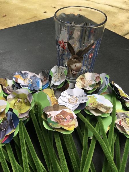 Shrek little golden book hand-cut paper flower arrangement in Shrek ...