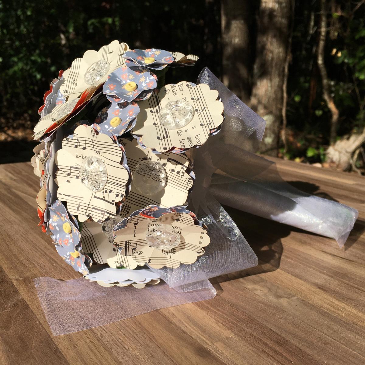 Music Sheet Bushel and a Peck hand-cut paper flower arrangement, with ...