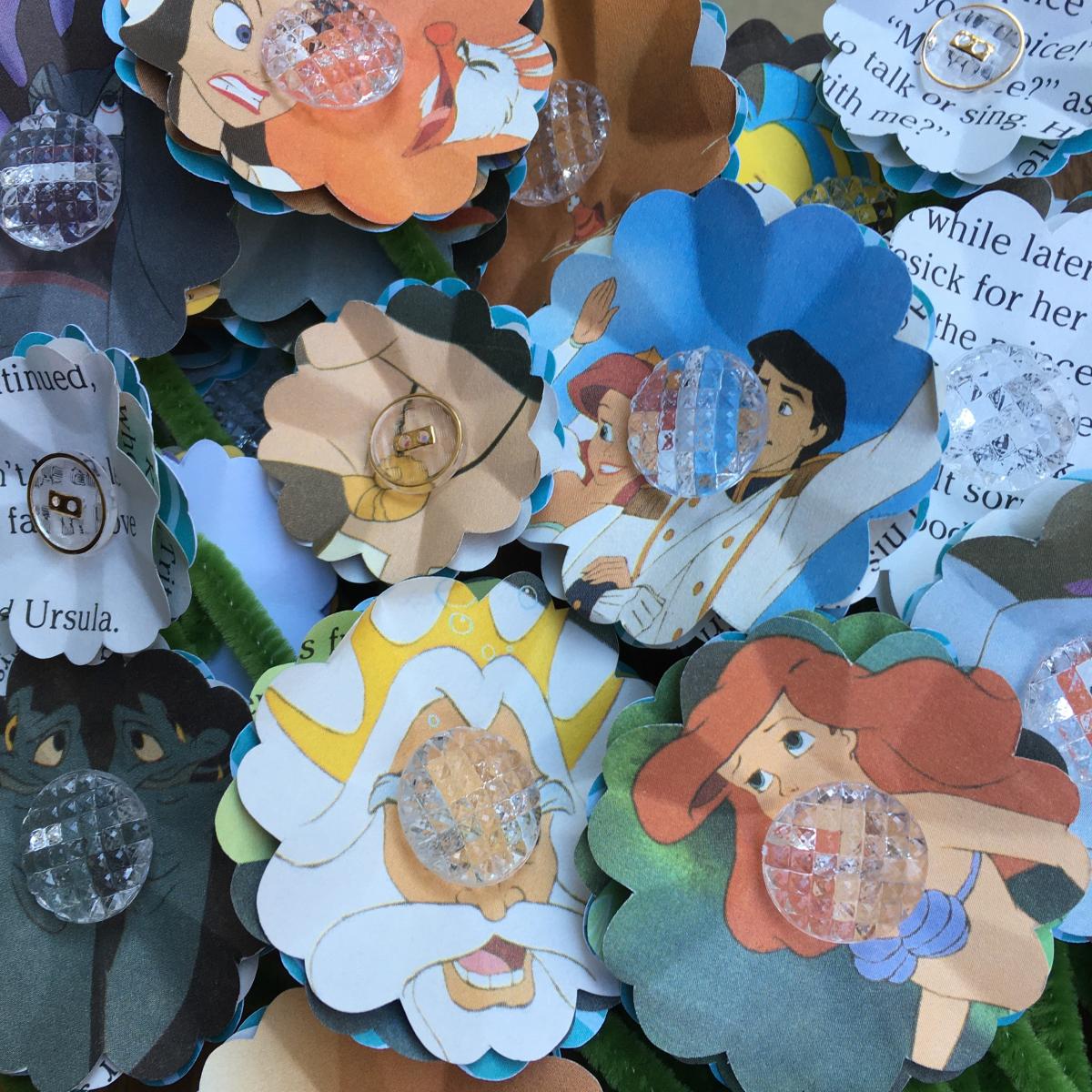Ariel, The Little Mermaid hand-cut paper flower bouquet - Eventeny