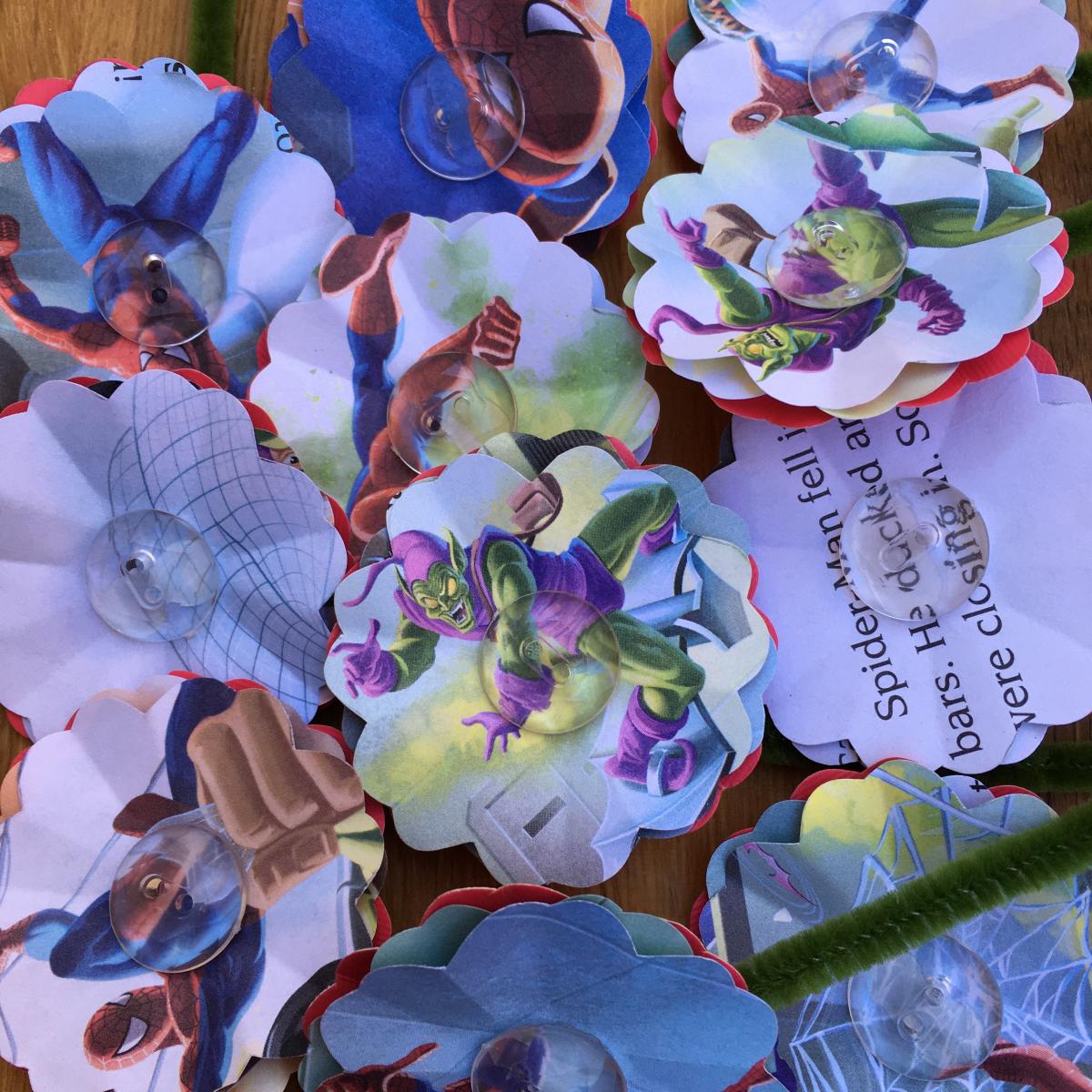 Spiderman hand-cut paper flower bouquet - Eventeny