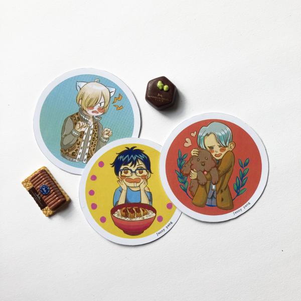 Yuri on ice stickers set of 3 - Eventeny