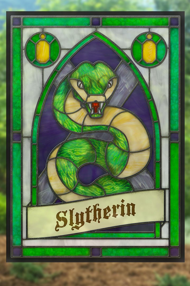 Hogwarts "Slytherin" - Stained Glass window cling - Eventeny