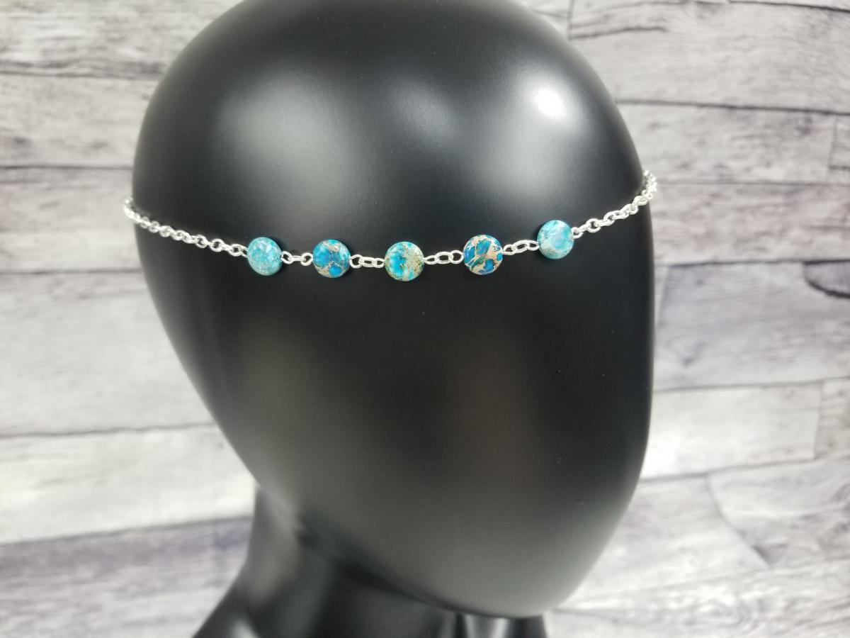 Blue natural stone Circlet, simple turquoise Circlet - Eventeny