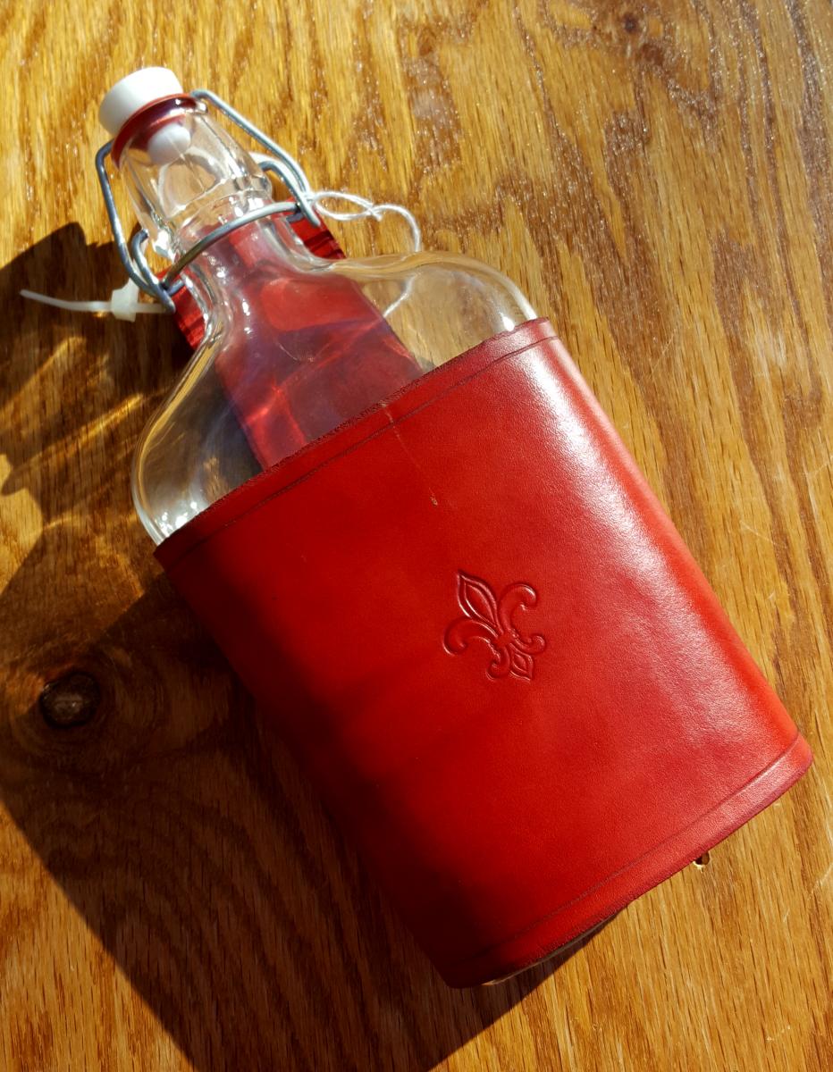 Large Leather Flask Holder - Glass Swing Top Flask Included - Eventeny