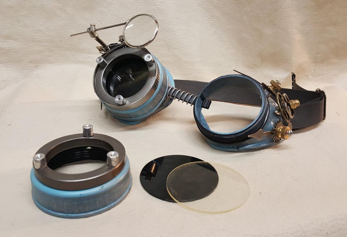 Blue Steampunk Engineer Goggles With Magnifying Loupes - Eventeny