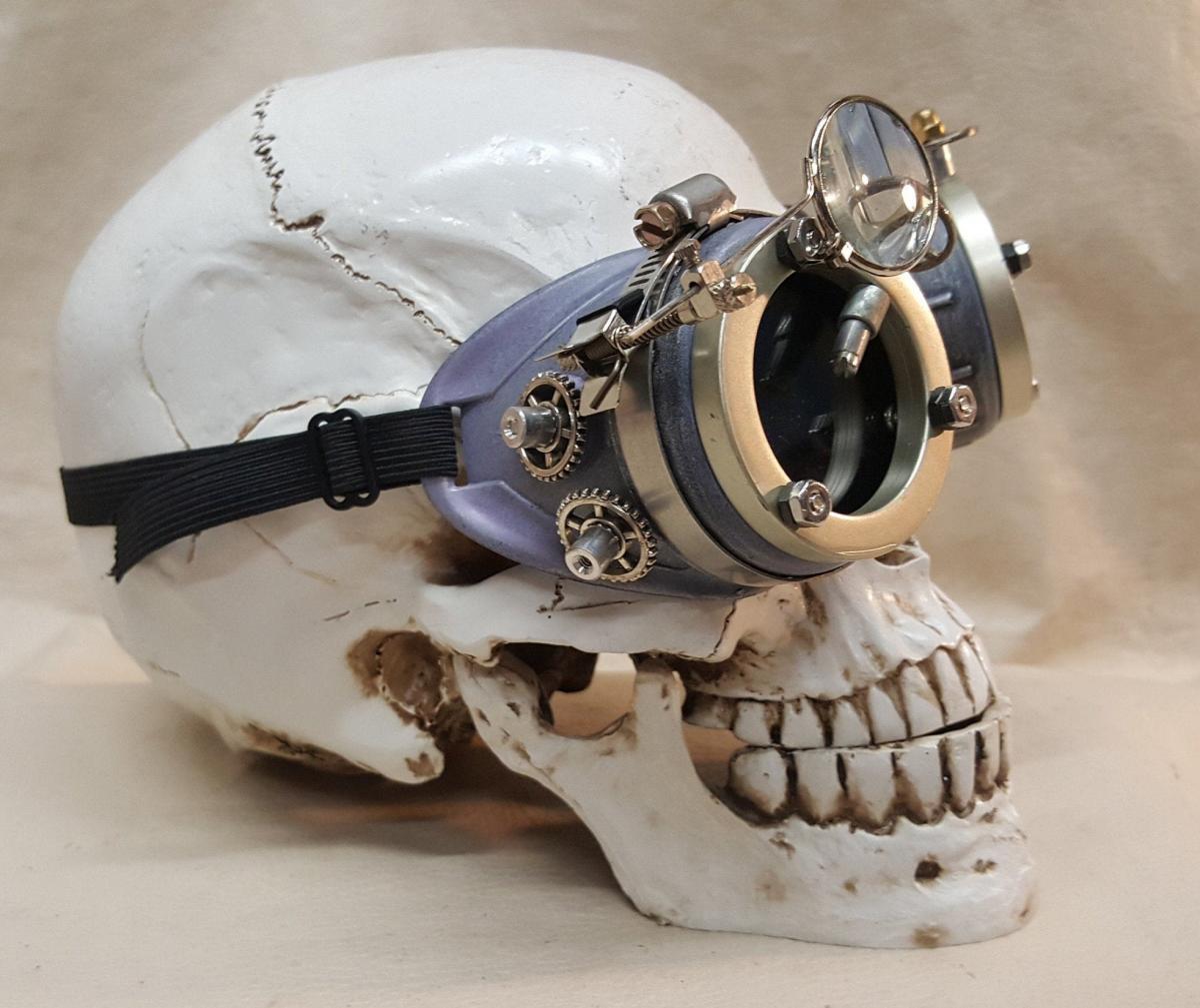Violet Steampunk Engineer Goggles With Magnifying Loupe - Eventeny