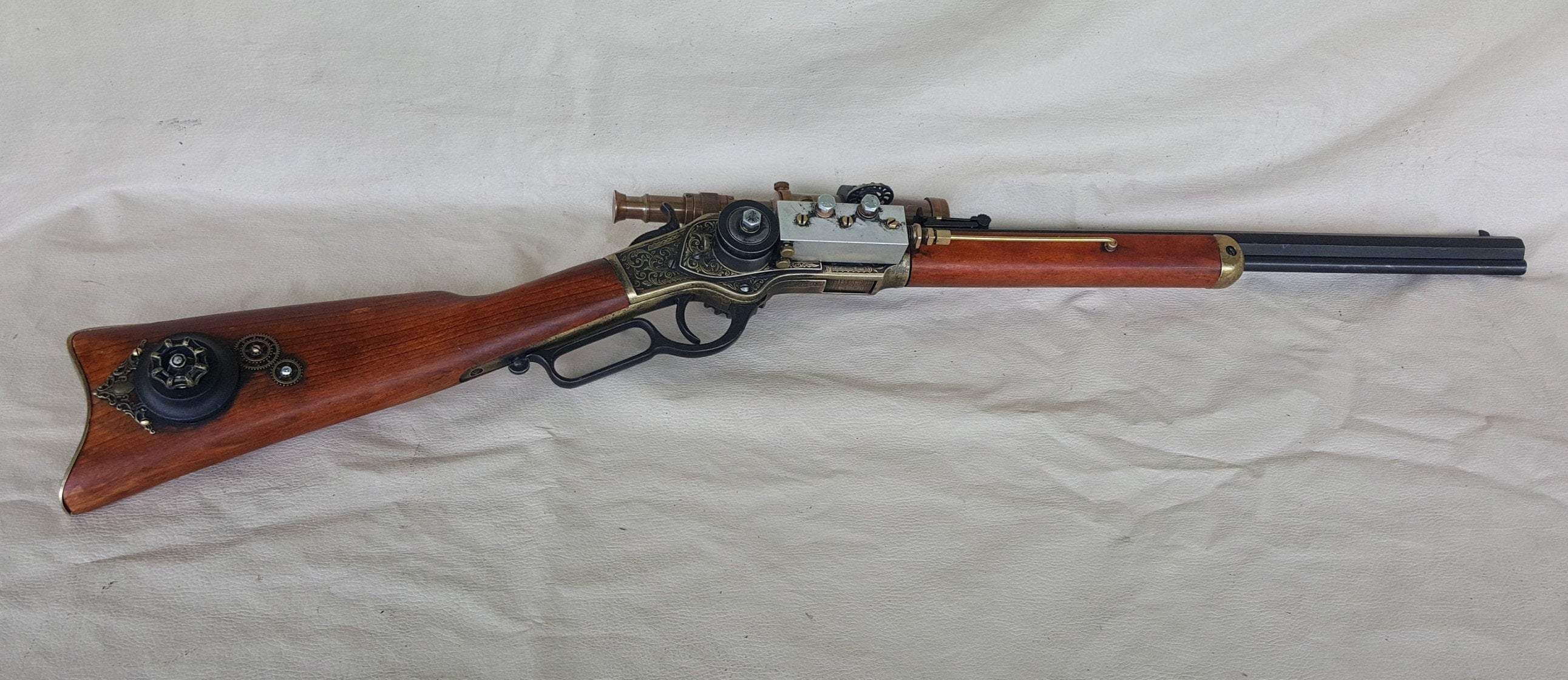 Steampunk 1873 Lever Action Winchester Rifle Non Firing Replica W/Scope ...