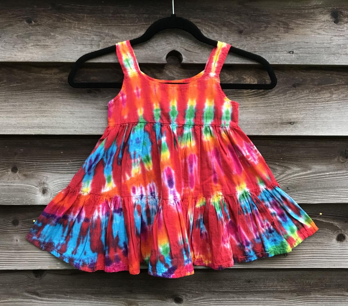 SIZE 2 Rainbow and Cherry Strata Girl's Gauzy Garden Dress - Eventeny