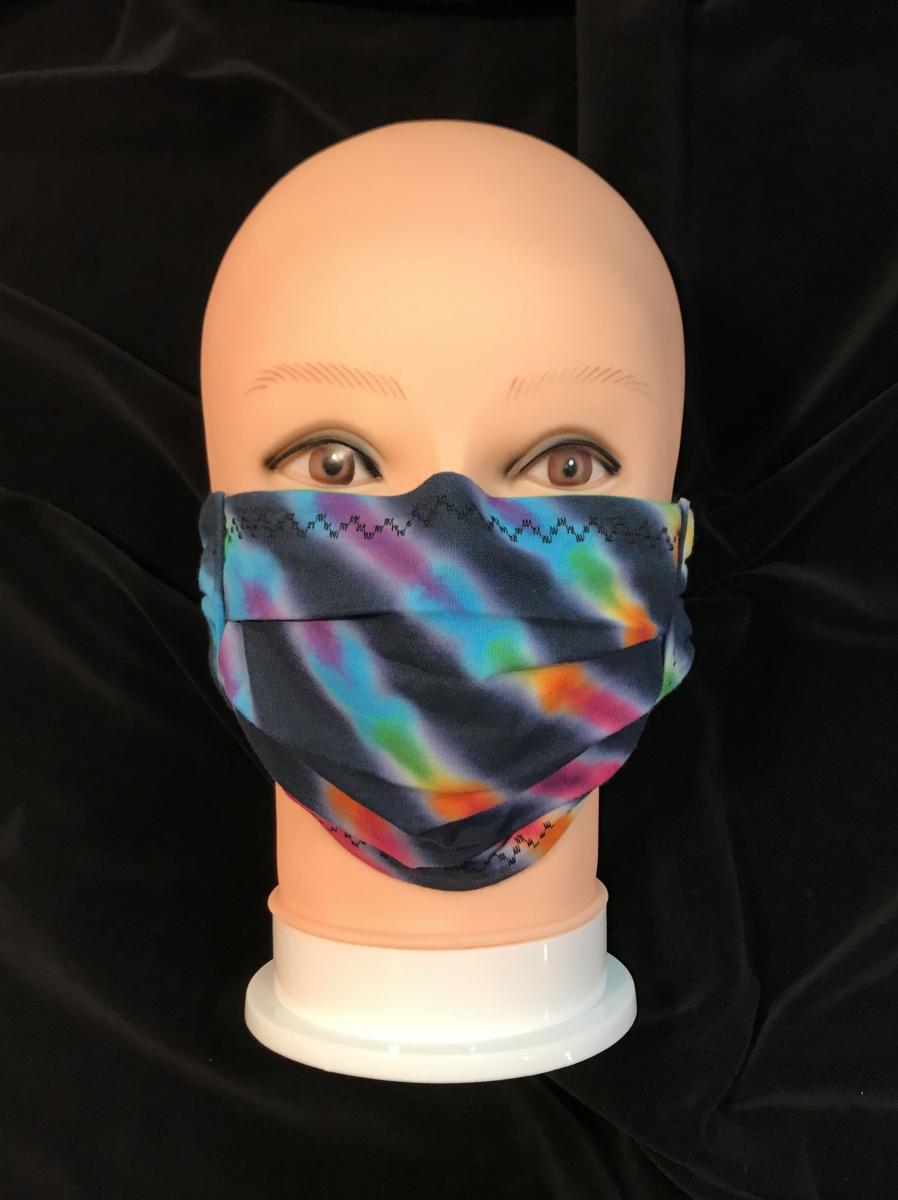 Rainbow And Black Strata Adjustable Mask - Eventeny