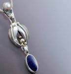 A 2 Leaf Pendant with Lapis & Pearl - Eventeny