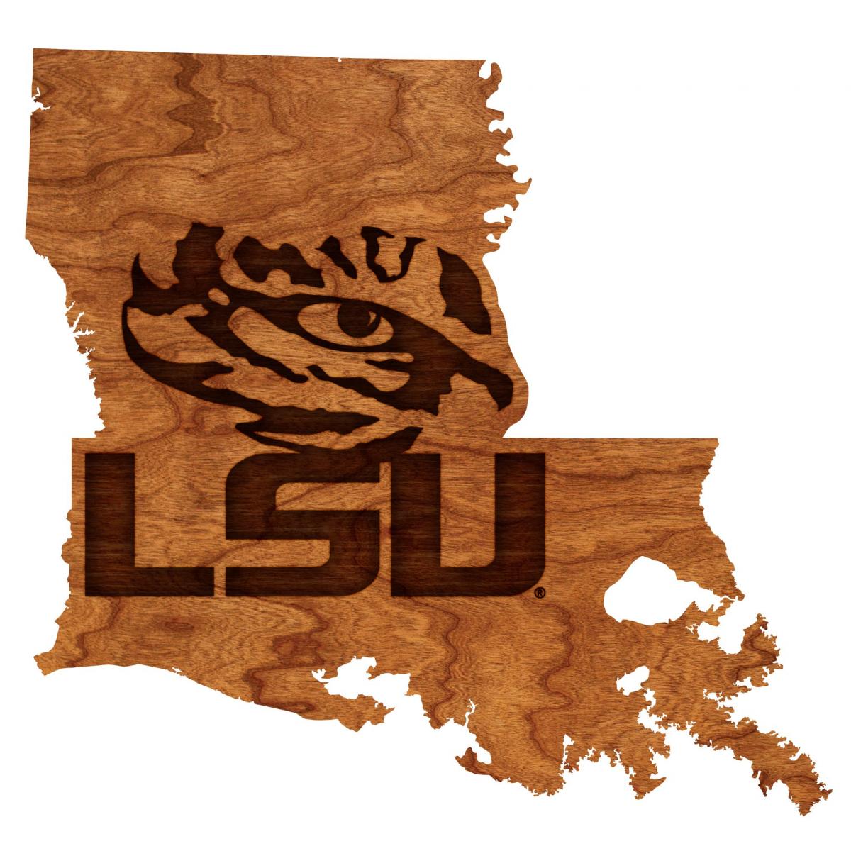 LSU - Wall Hanging - State Map - Tiger Eye over LSU - Eventeny