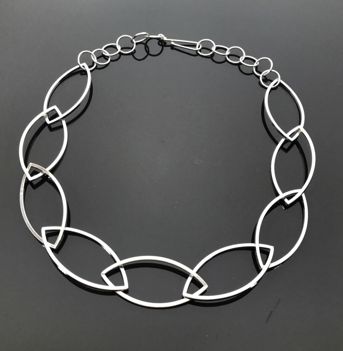 Argentium Silver Marquise Square Link Necklace - Eventeny