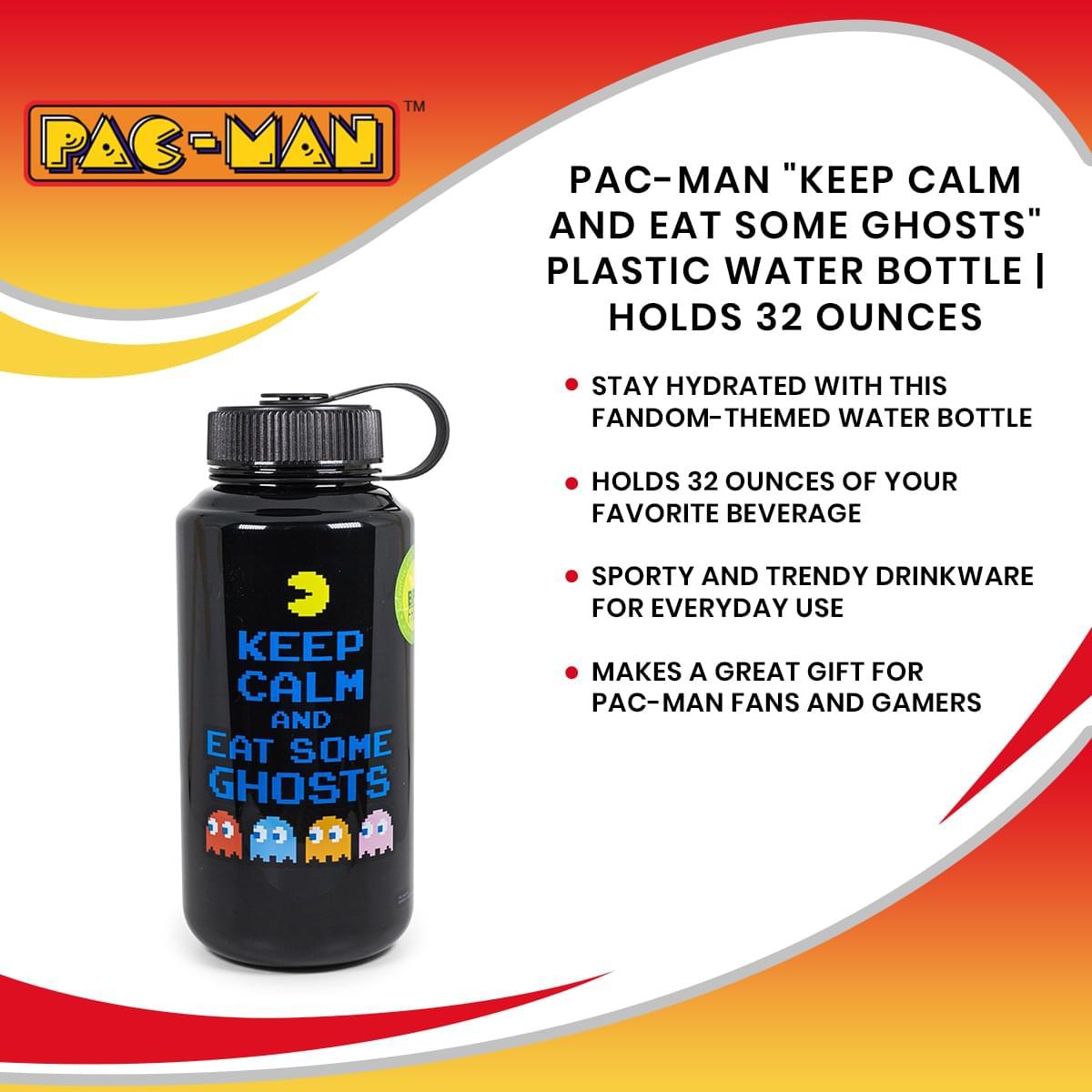 Pac-Man Keep Calm 32 Ounce Plastic Water Bottle - Eventeny