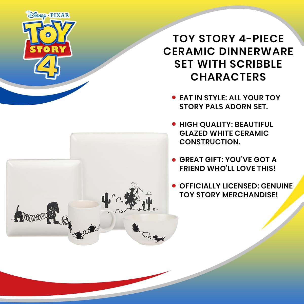 Toy Story Scribble Characters 4 Piece Dinnerware Set - Eventeny