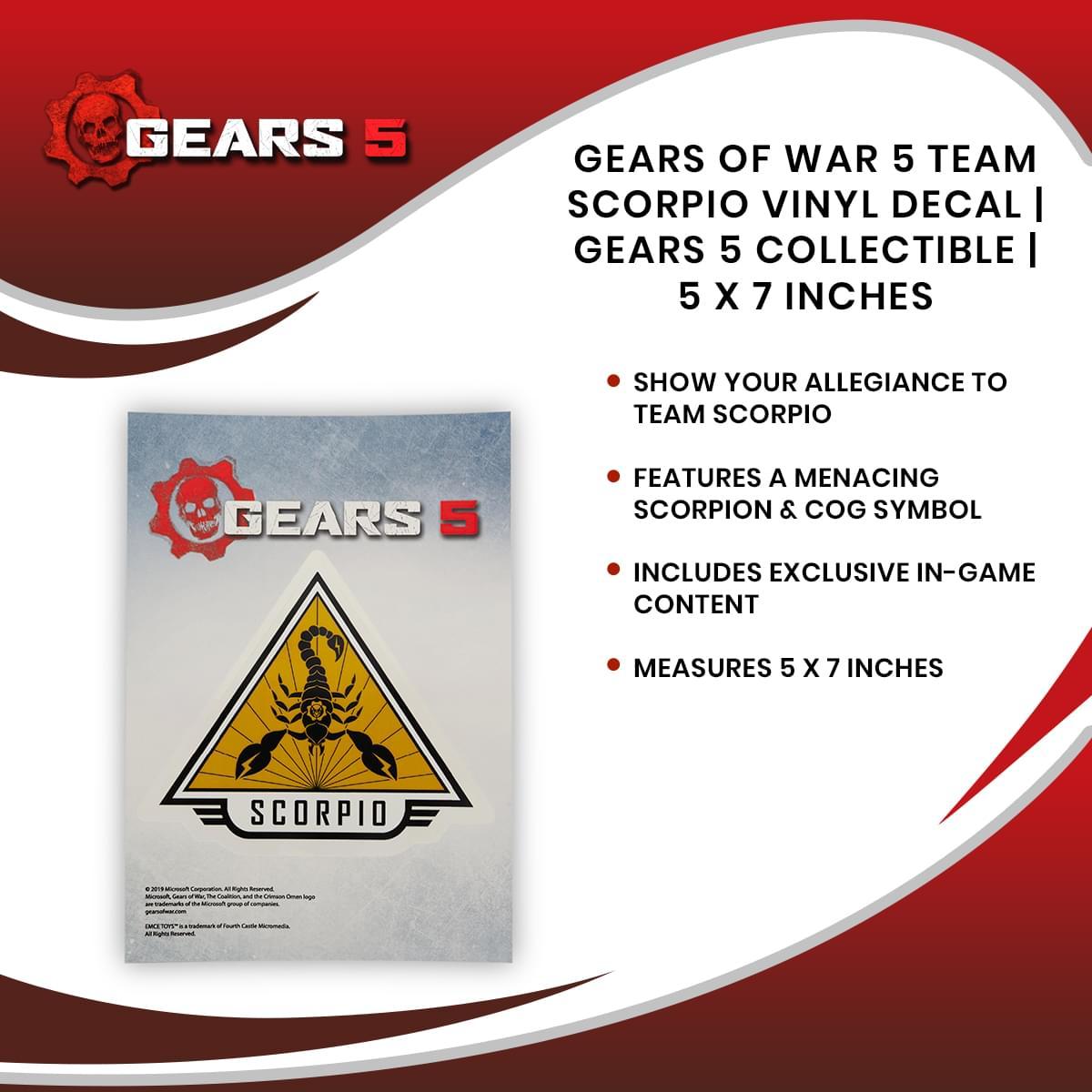 Gears of War 5 Team Scorpio 5 x 7 Inch Decal - Eventeny