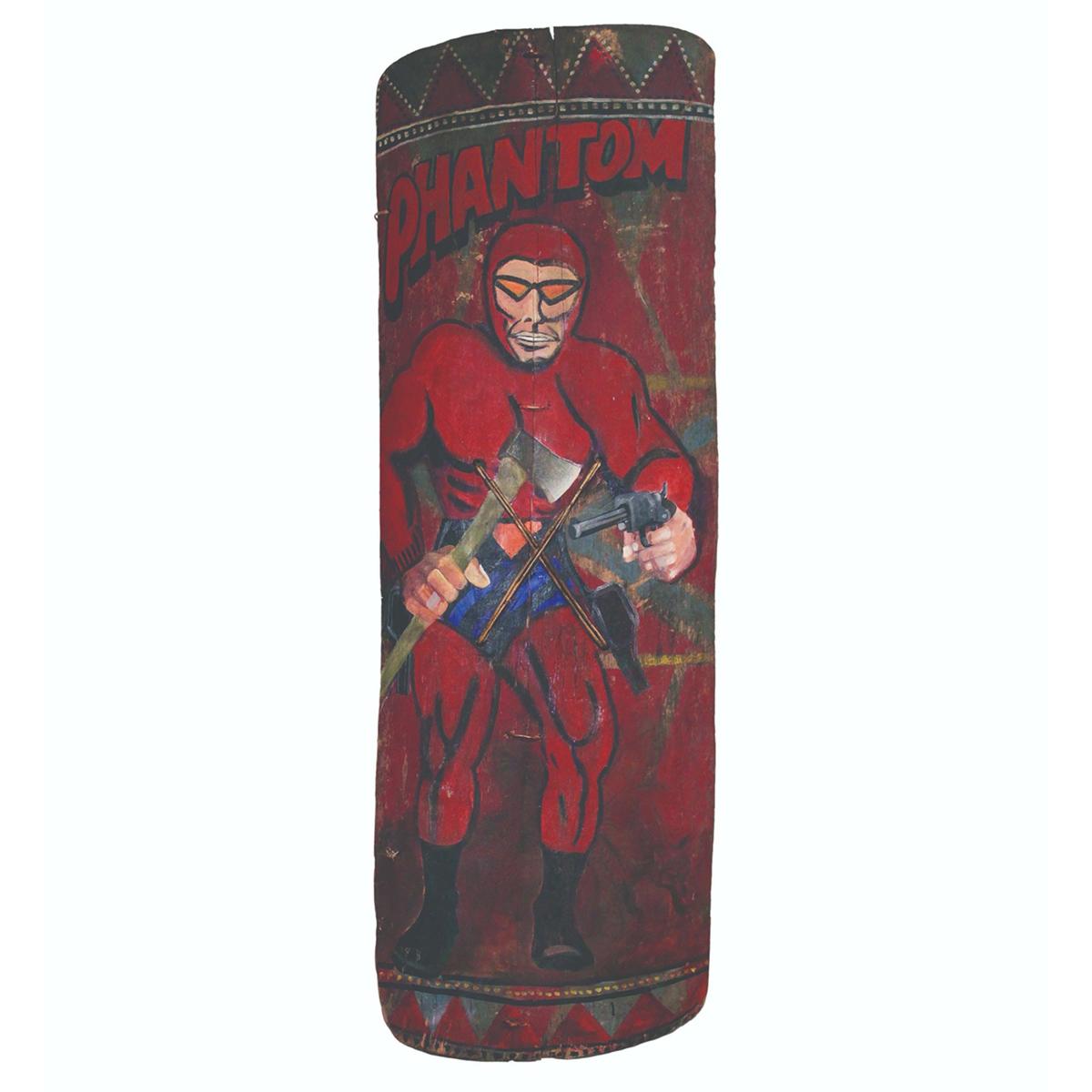 Shield depicting The Phantom holding pistol and an axe - Eventeny